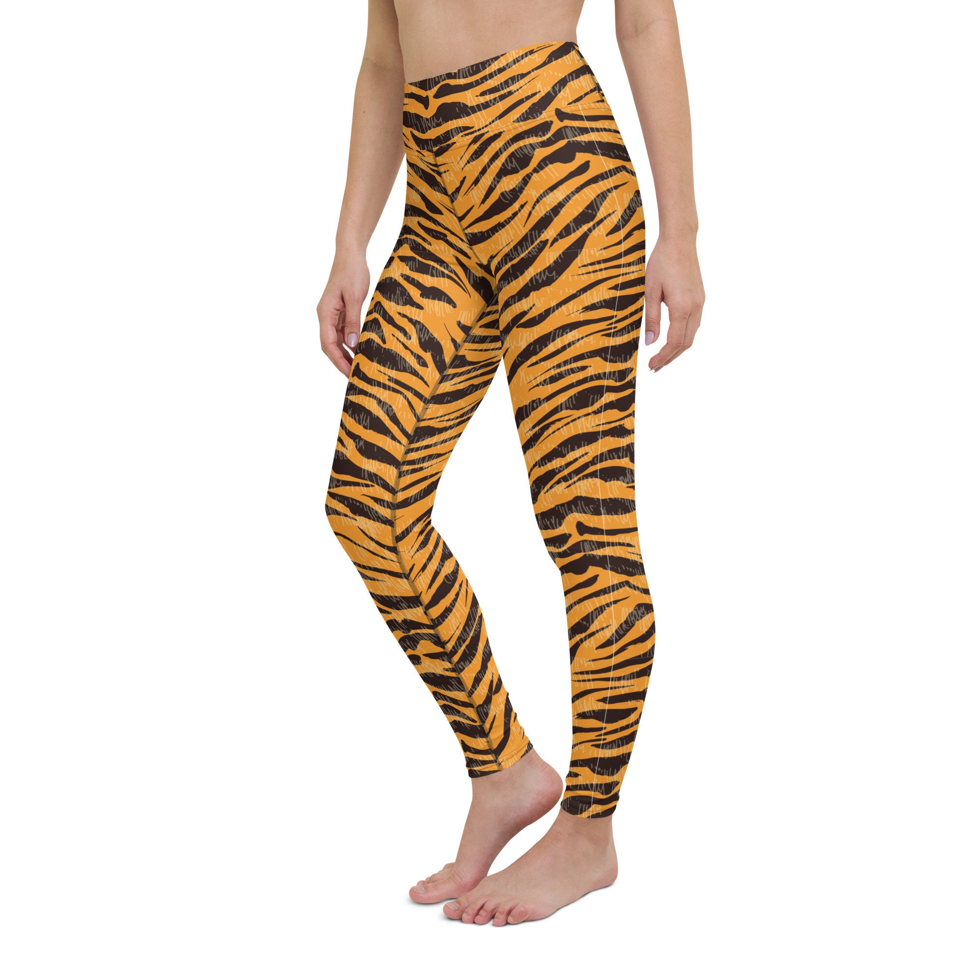 Bengal Tiger Stripe Premium Yoga Leggings Wildlife Workout Leggings Gym ...