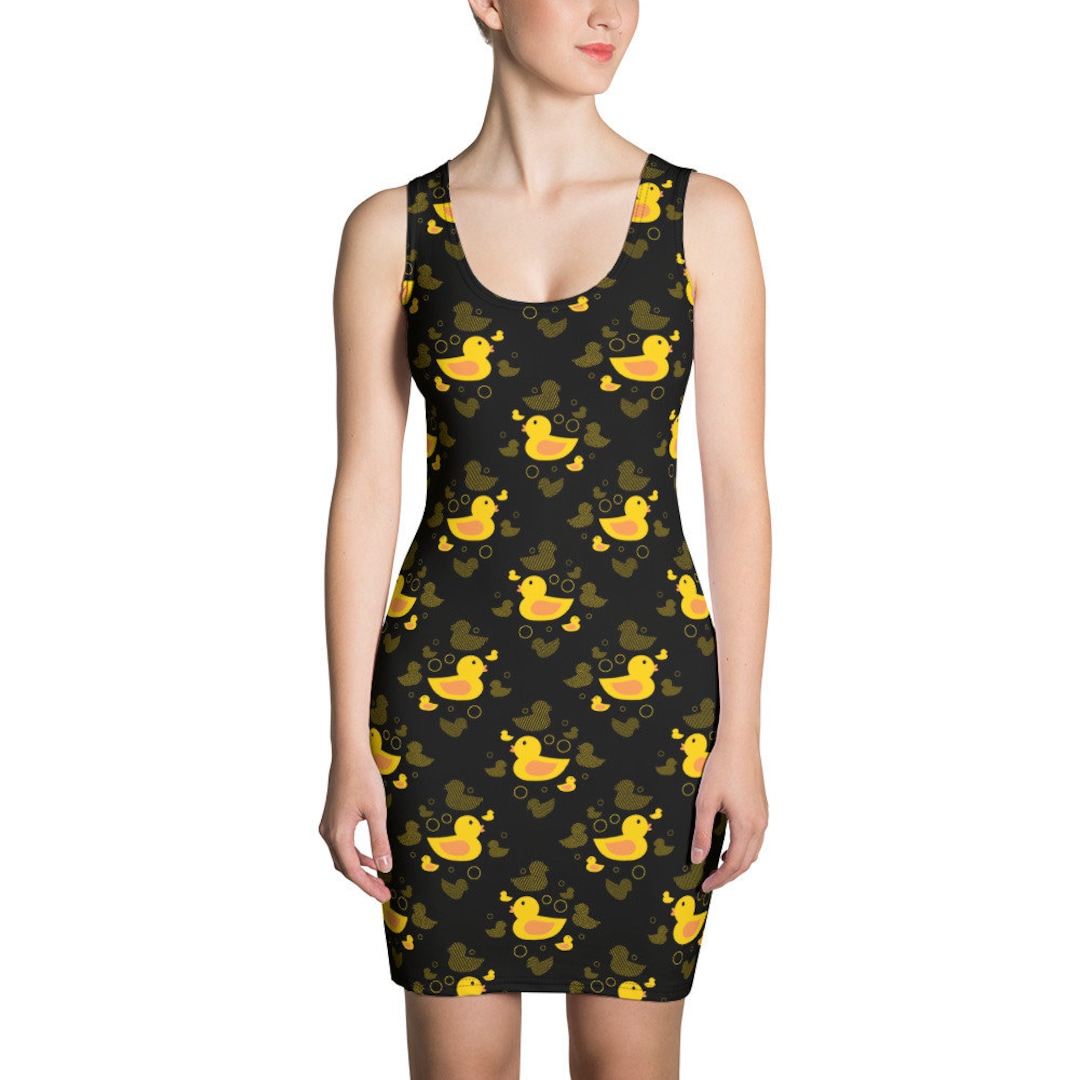 Rubber Ducky Bodycon Dress | Yellow Duck Women Form-fitting Dress ...