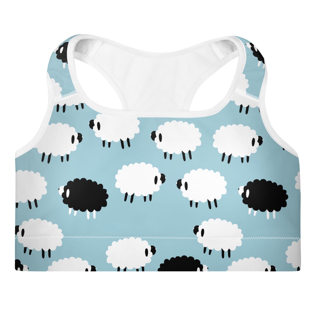 Black and White Sheep Padded Sports Bra Farm Women Yoga Bra - Etsy