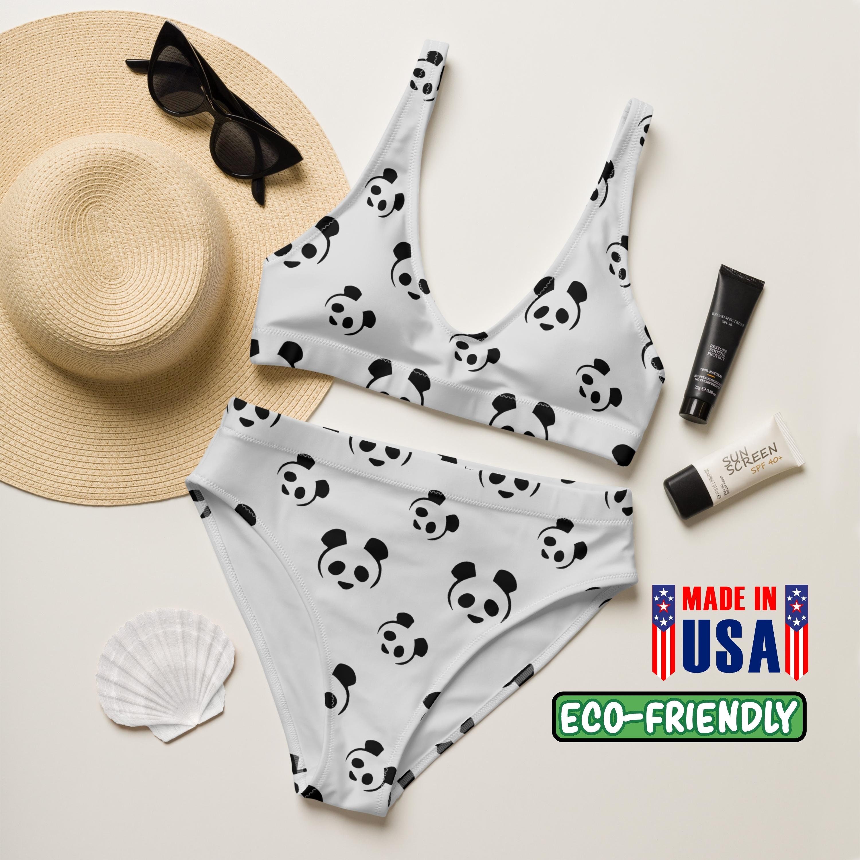 Cute Panda High-waisted Bikini Panda Face Bikini Funny - Etsy