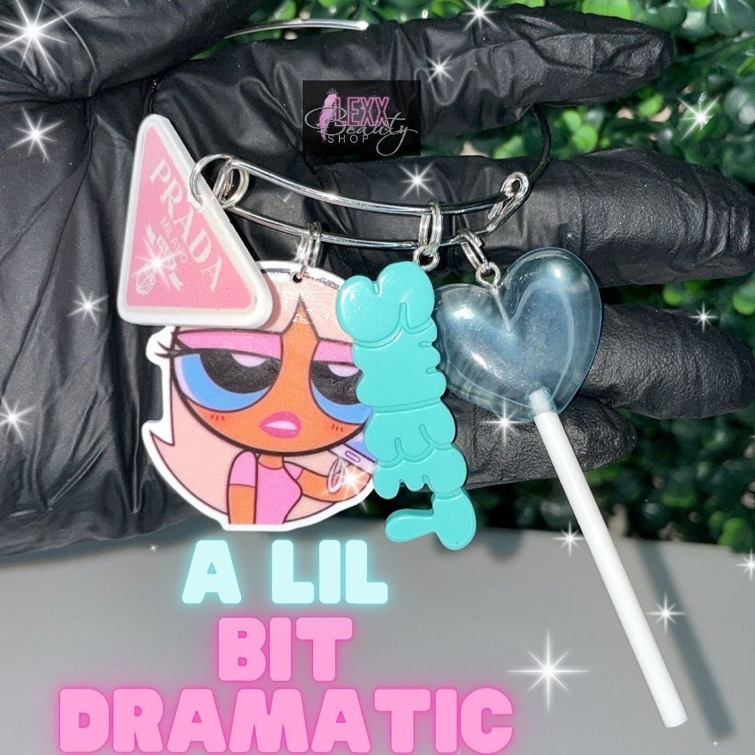 A Lil Bit Dramatic Bangle Silver Bangle Colorful Charms Chunky Charms All Pink Bangle Pretty ...