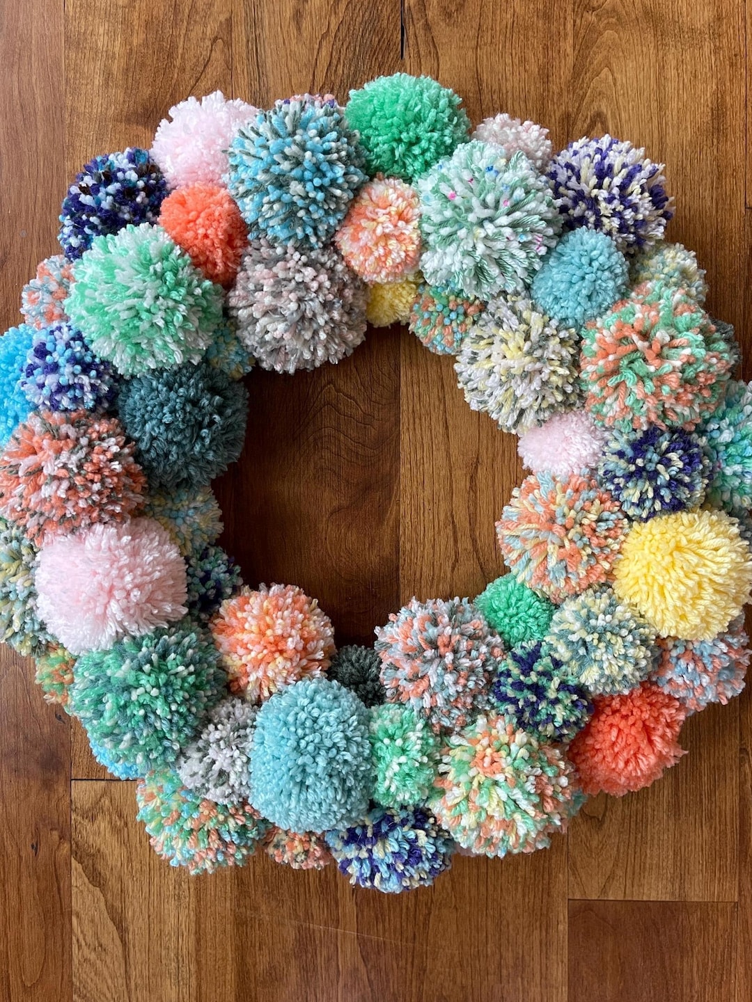 Pastel 18” Pom Pom Wreath - Etsy