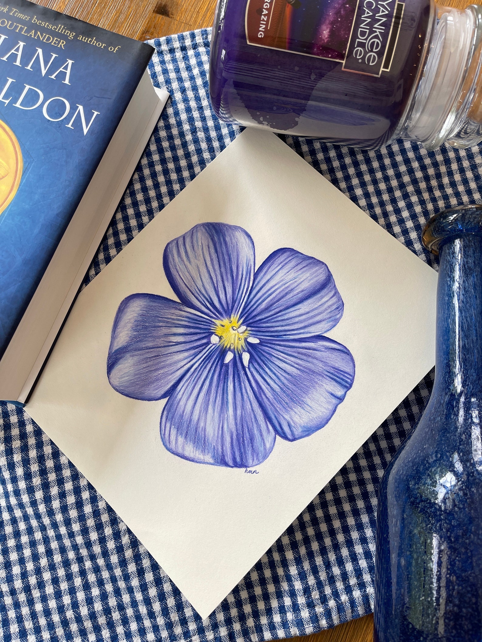 Blue Flax Flower Original Colored Pencil Drawing - Etsy