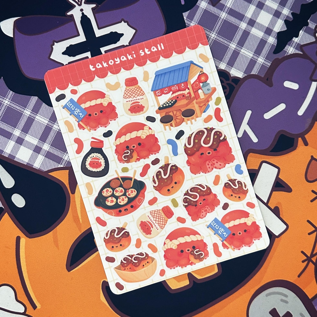 Takoyaki Stall Sticker Sheet | Food-themed Stickers - Etsy