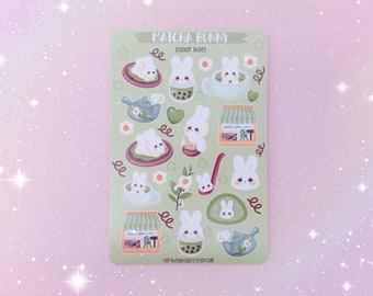 Cute Printable Sticker Sheet Matcha Bunny Sticker Sheet / Commercial ...