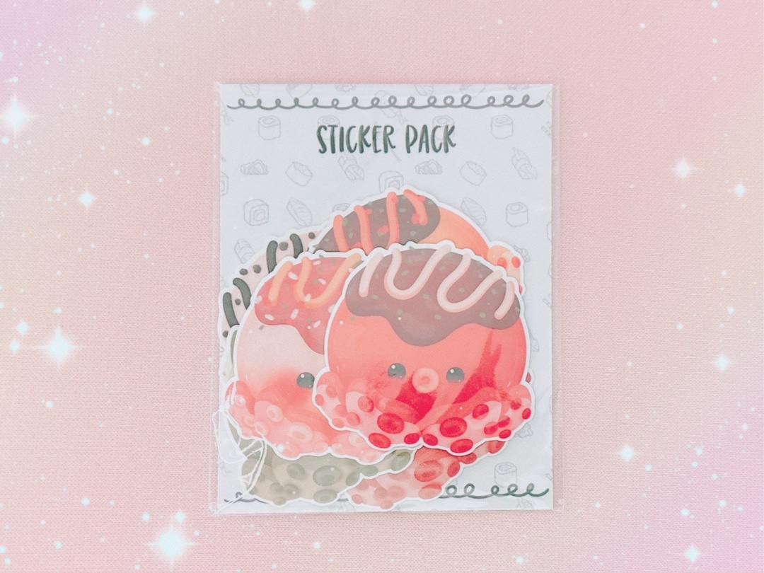 Kawaii Takoyaki Sticker Pack: Water-resistant, Tear-proof - Etsy