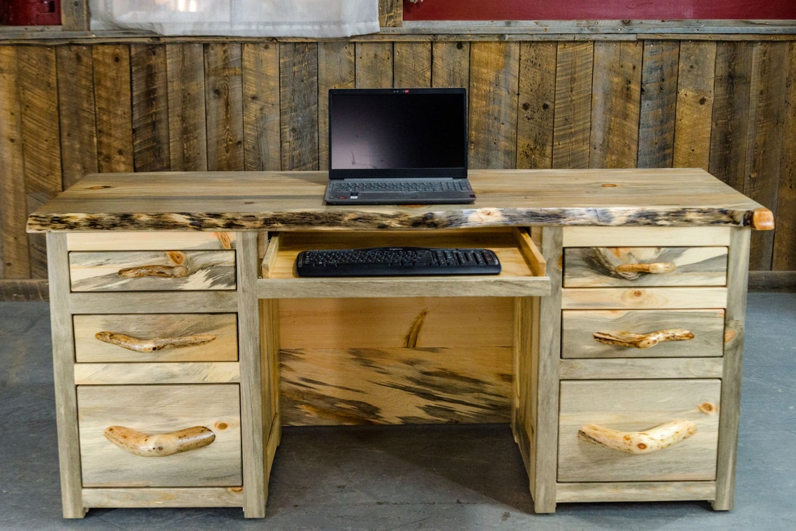 Amish Made Computer Desk With Keyboard Drawer Wood Desk | Etsy