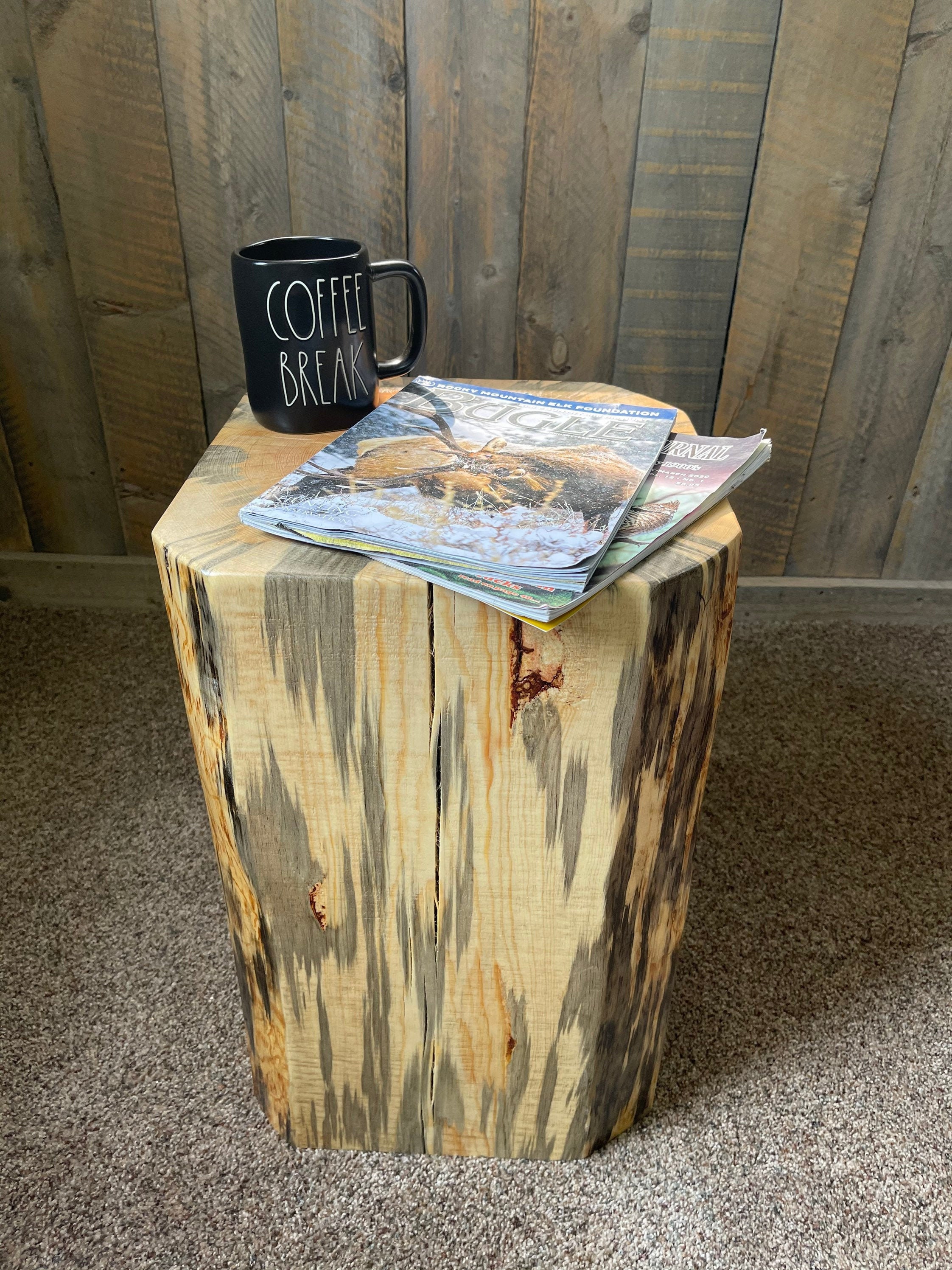 Square Blue Pine Stump/Side Table | Etsy