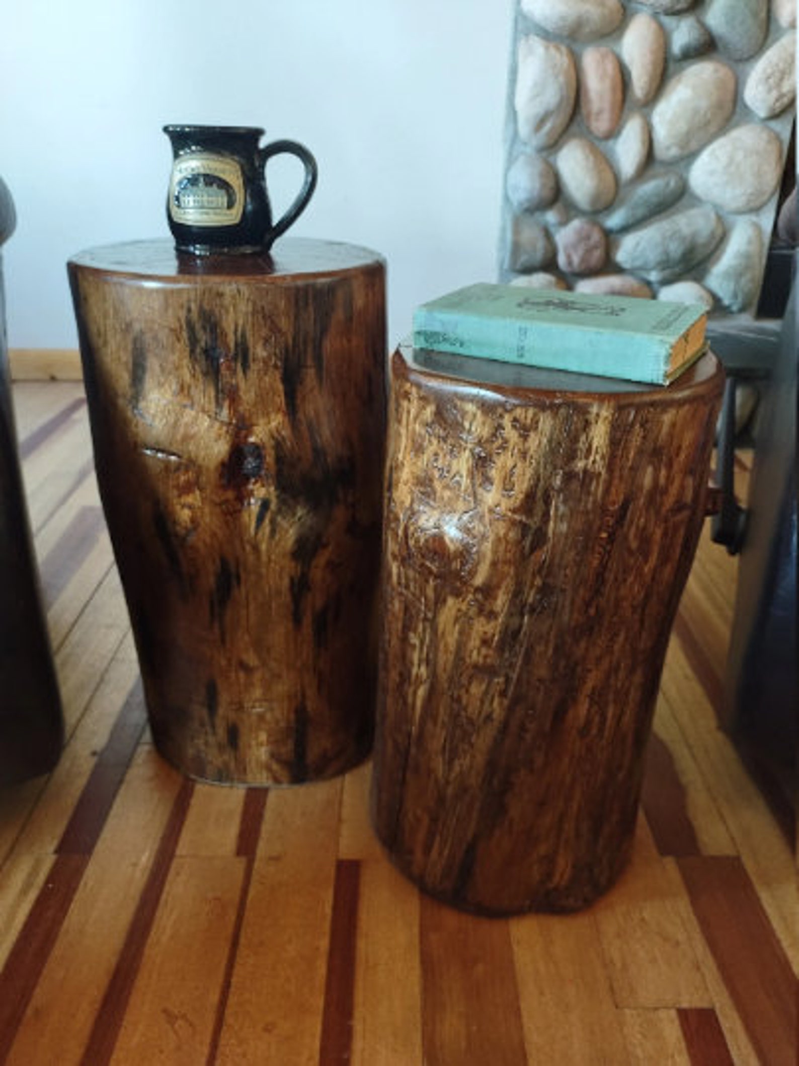 Tall 22 Stained Lodgepole Wood Stump Tables - Etsy