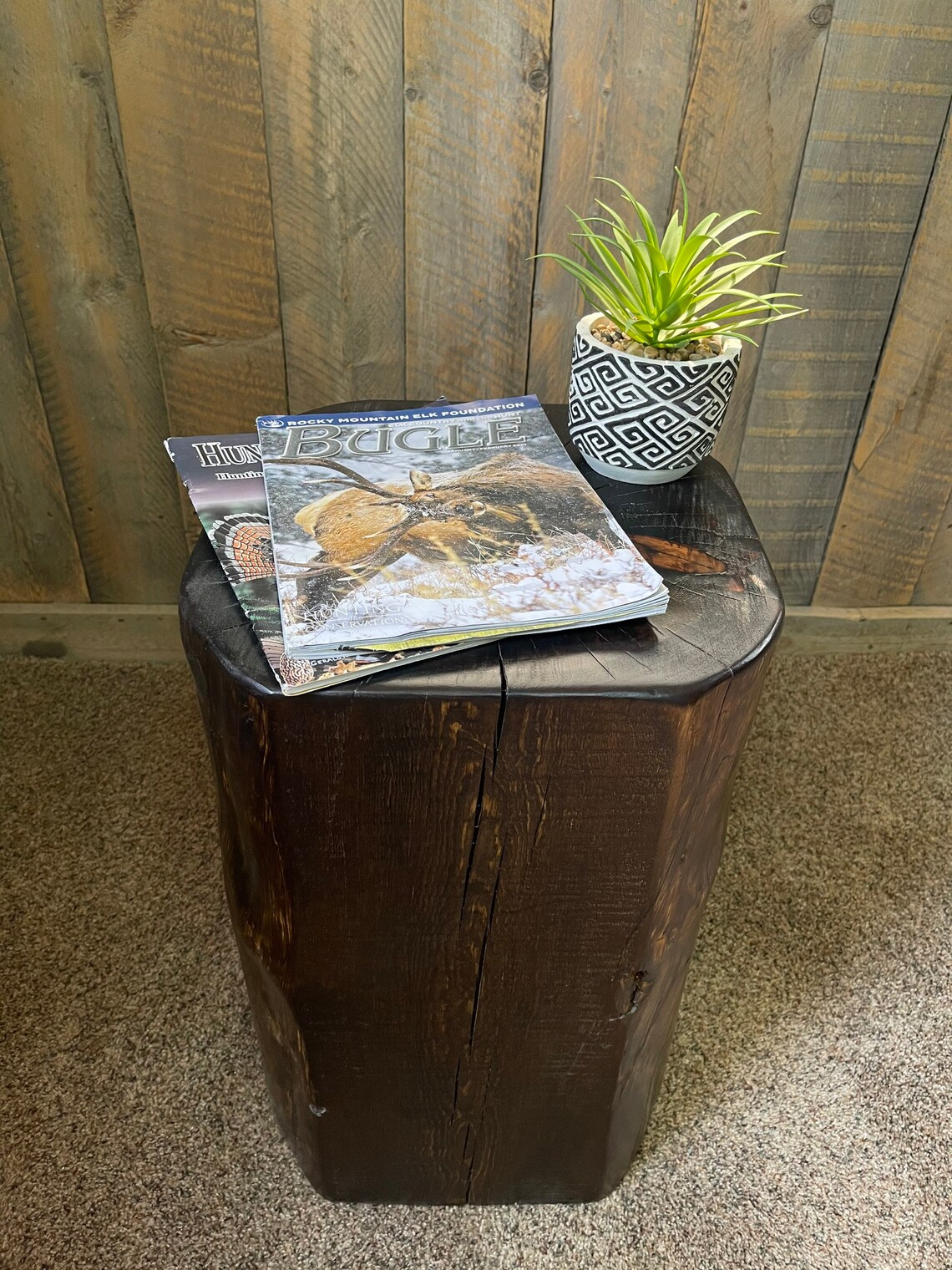 Square Blue Pine Stump/Side Table | Etsy