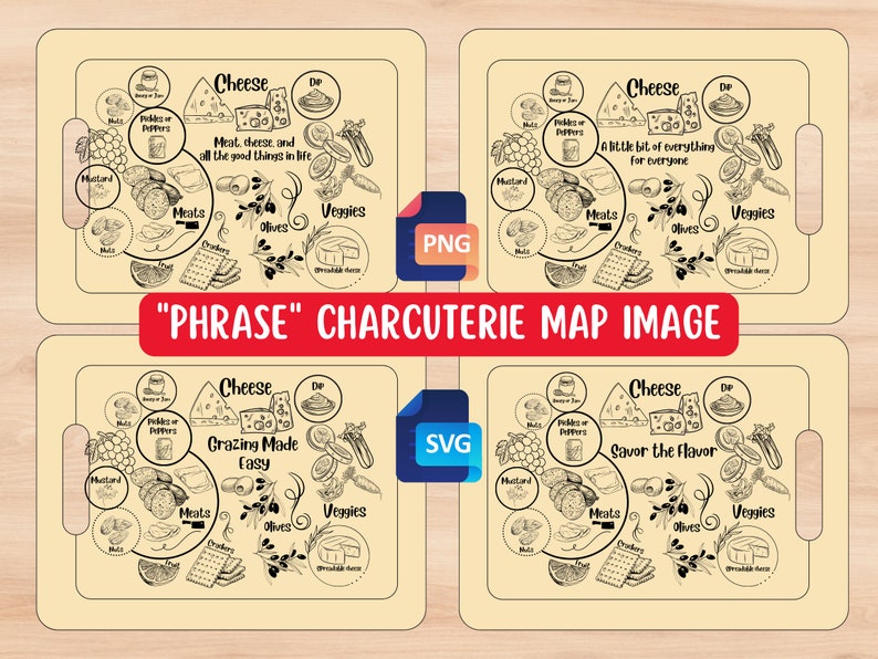 Charcuterie Map Mega Pack: SVG & PNG Files for Laser Engraving (digital ...