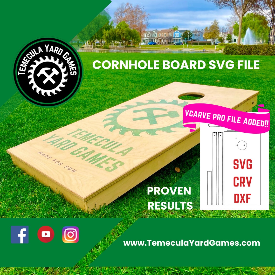 Cornhole Board SVG DXF Vectric Vcarve Pro CNC Files - Etsy