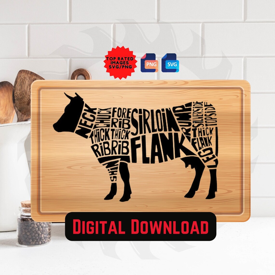 Beef Cattle Cuts SVG Steak Cuts - Etsy