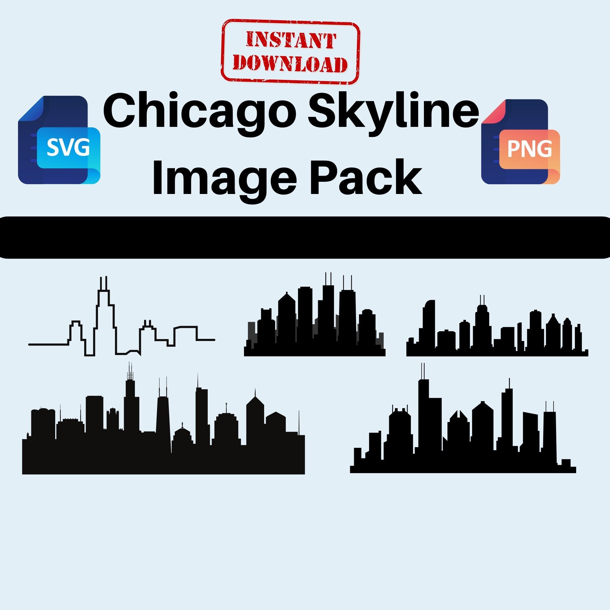 Chicago Skyline Image Bundle Svg City Svg Skyscraper - Etsy