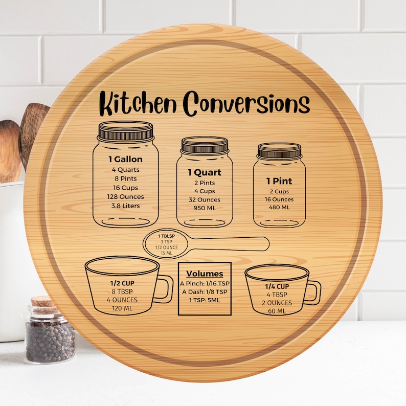 Kitchen Conversion Chart Image Cups Gallon Tbsp Quarts - Etsy