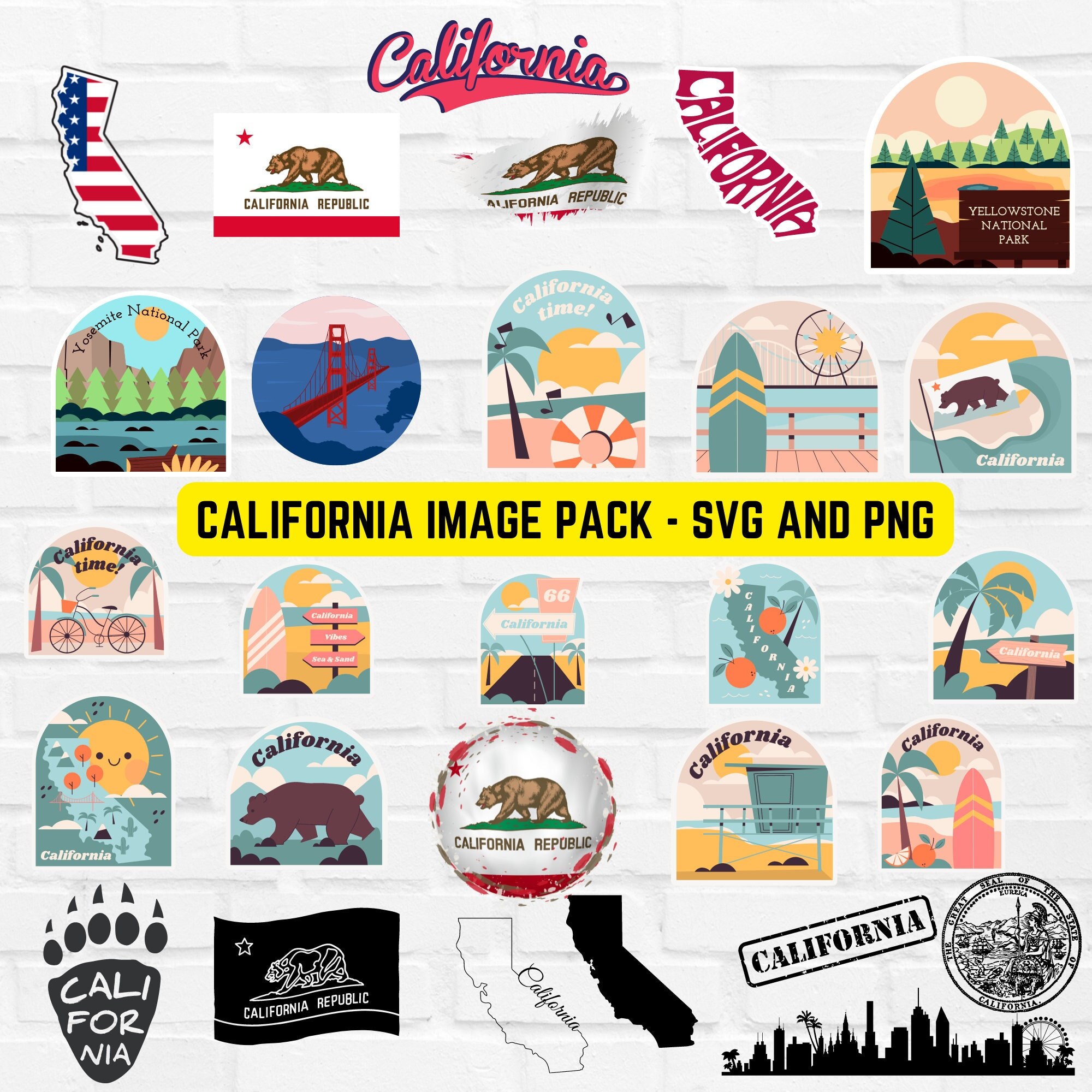 California Image Bundle SVG and PNG - Etsy