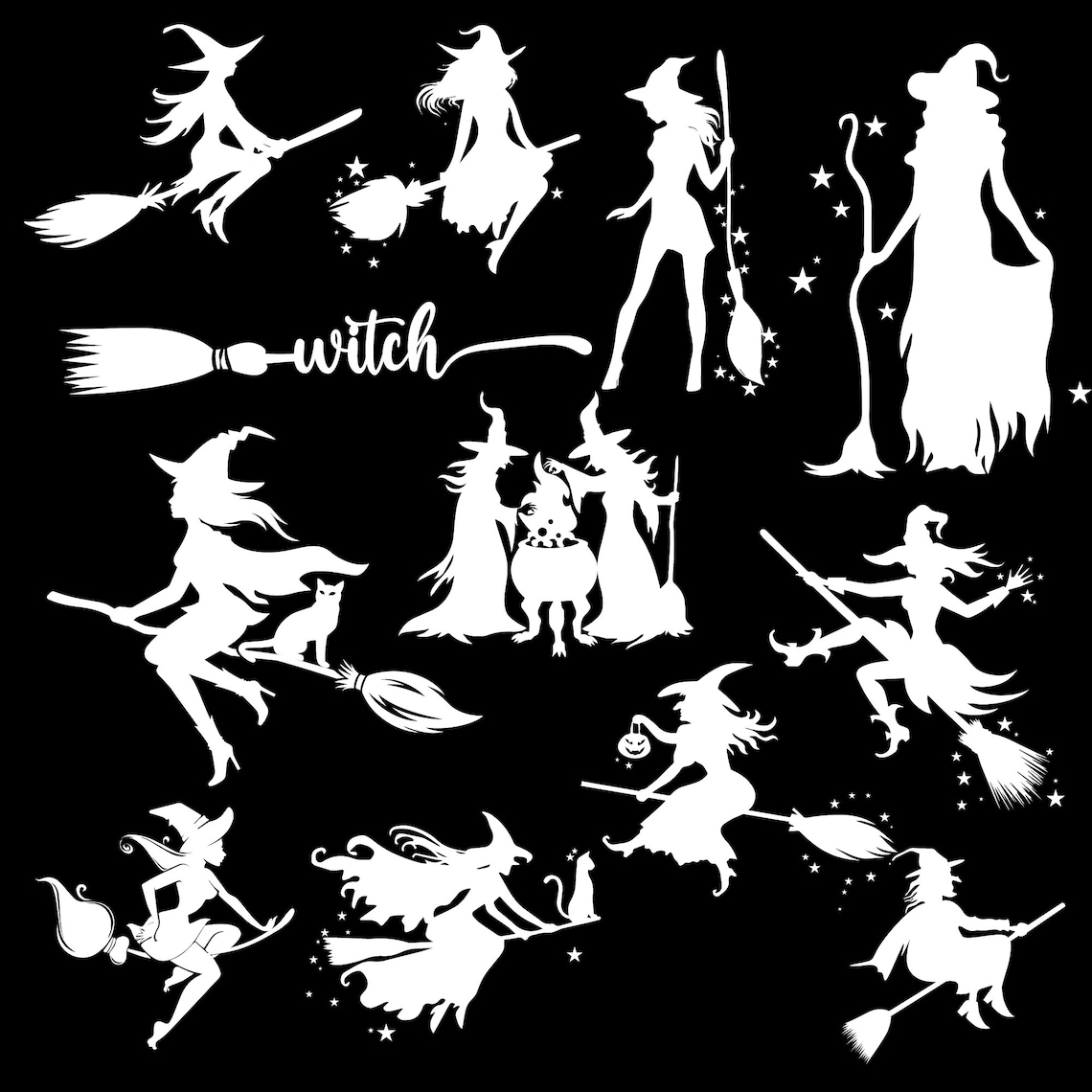 Halloween Witch Image Bundle PNG and SVG Digital File for - Etsy