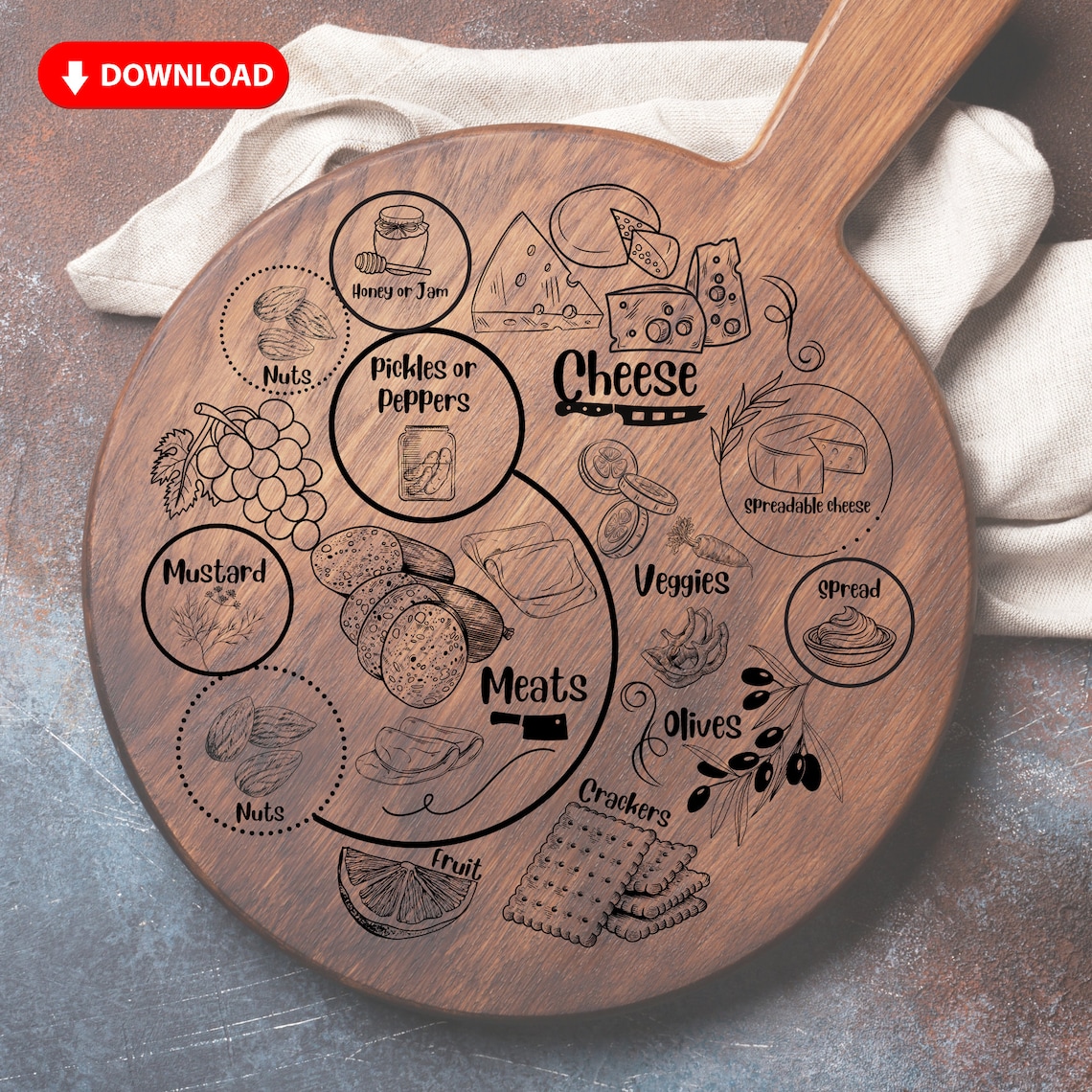 Charcuterie Map Image PNG and SVG Digital File for Clipart - Etsy UK