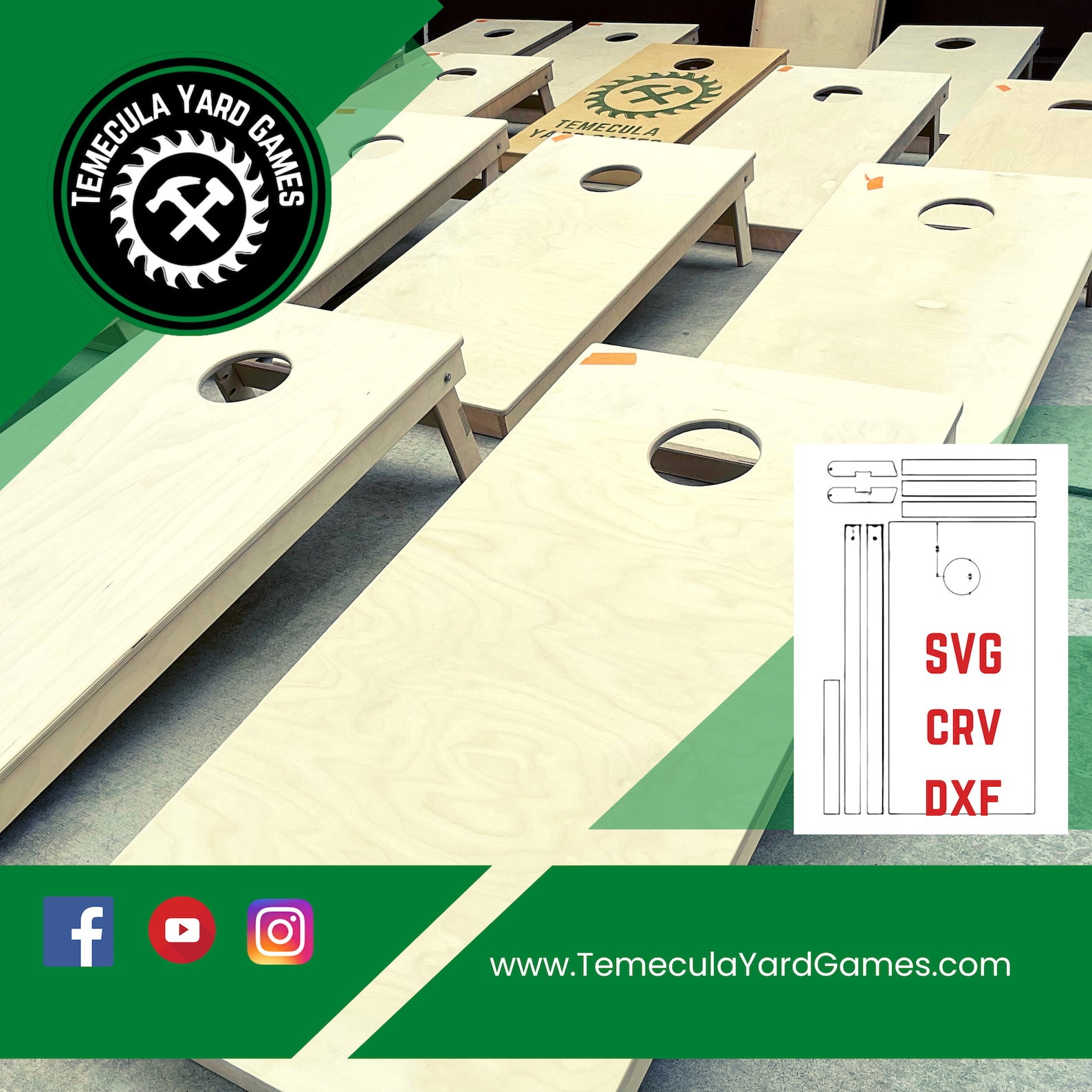Cornhole Board SVG DXF Vectric Vcarve Pro CNC Files - Etsy