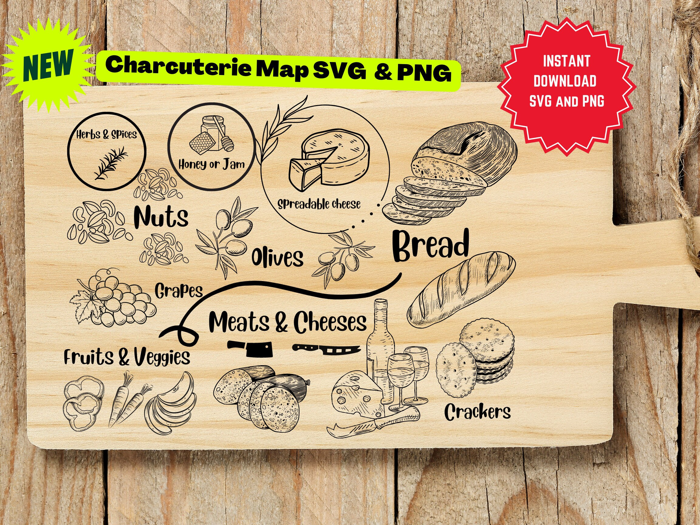 Charcuterie Map Square Image PNG and SVG Digital File for - Etsy