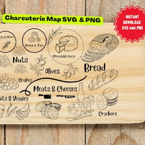 Charcuterie Map Mega Pack: SVG & PNG Files for Laser Engraving (digital ...