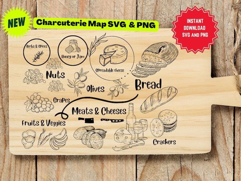 Charcuterie Map Mega Pack: SVG & PNG Files for Laser Engraving (digital ...