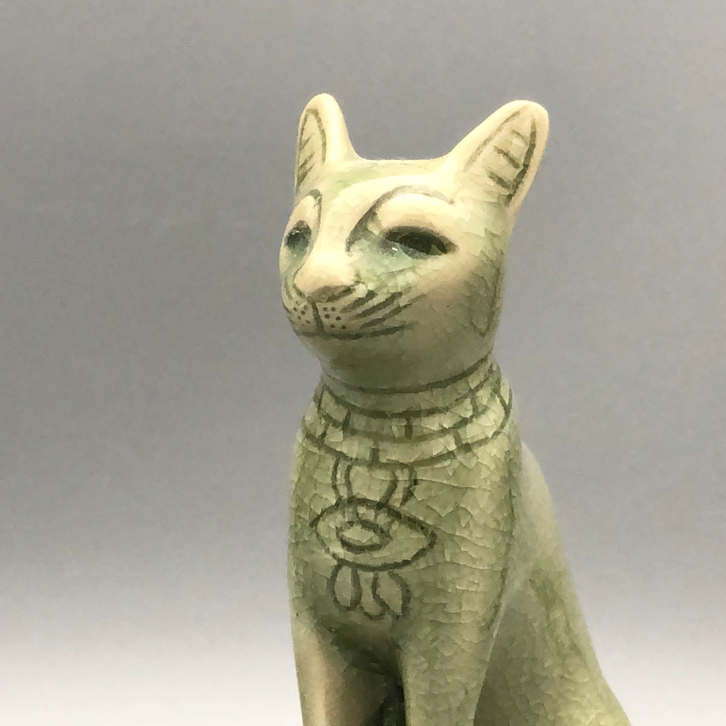 Celadon Ceramic Egyptian Cat. 1980s. - Etsy