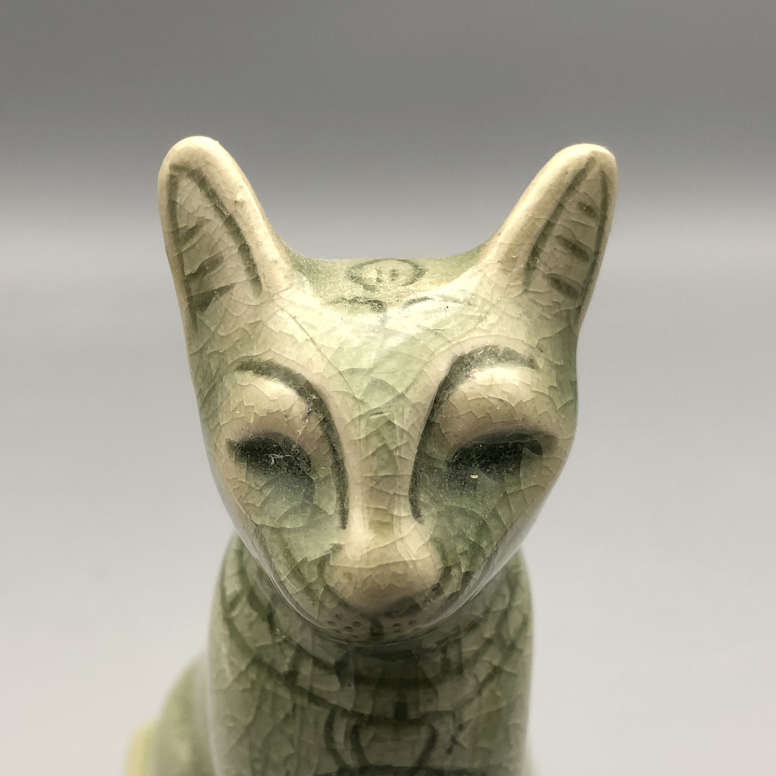 Celadon Ceramic Egyptian Cat. 1980s. - Etsy