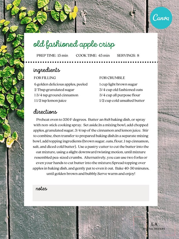 Editable Fall Recipe Template Personalized Recipe Binder | Etsy