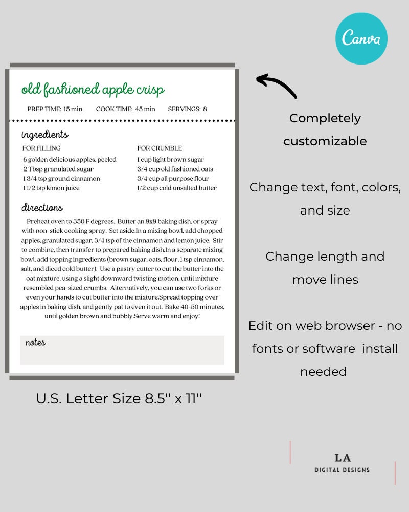 Editable Fall Recipe Template Personalized Recipe Binder Download ...