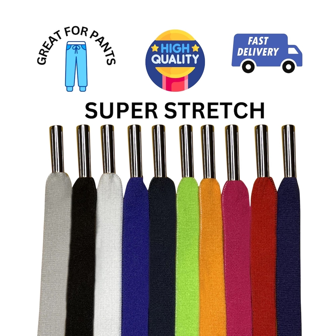 Flat Super Stretch Drawstring Cord: 55" Replacement With Metal Tips - Etsy