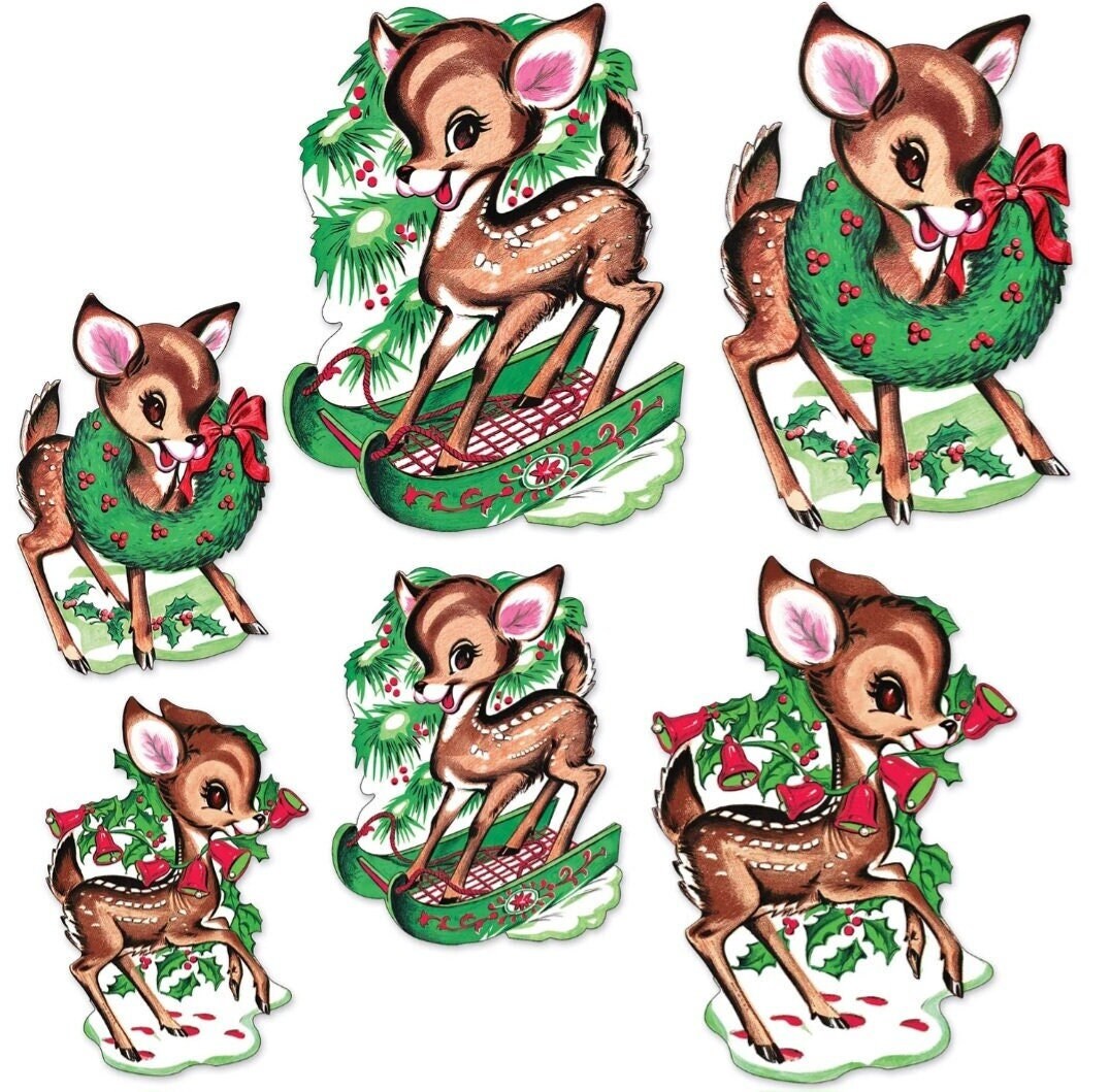 Beistle Christmas Reindeer Cutouts Die Cuts 2 Sizes 3 Styles! Original ...