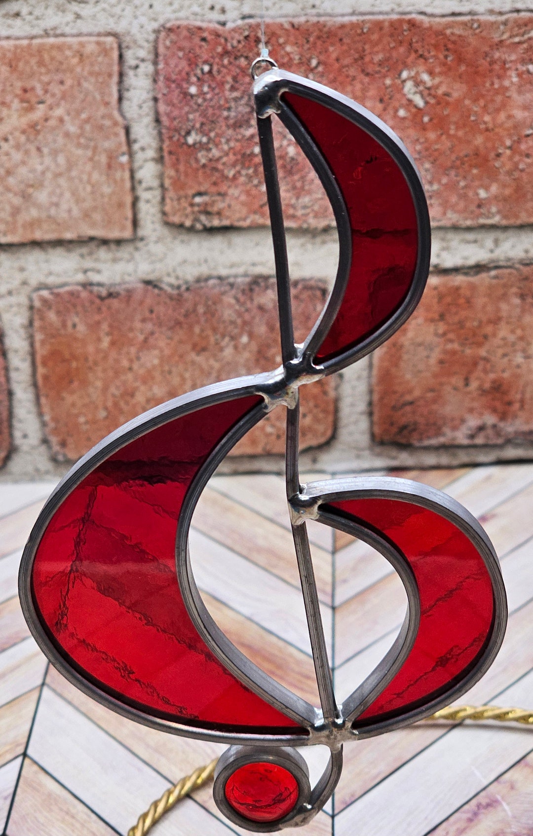 Red Treble Cleft Music Note Stained Glass Suncatcher or Wall Hanging ...