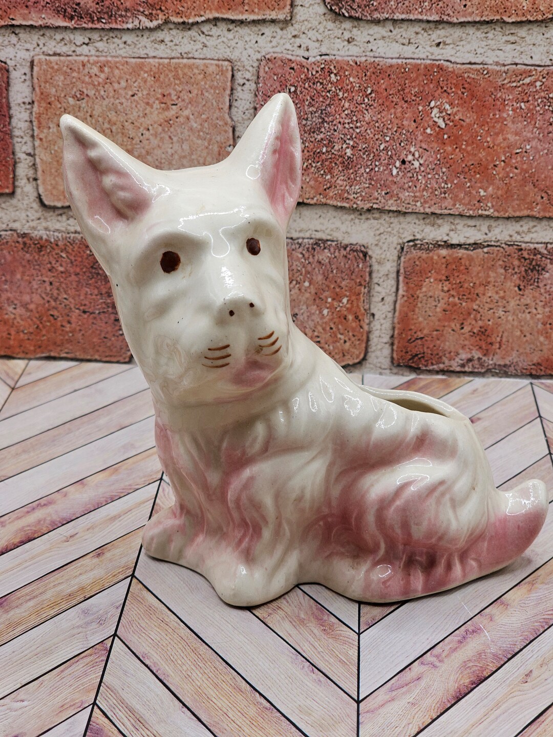 Vintage Scotty Dog Westie Dog Planter With Pink Accents EVC Adorable ...