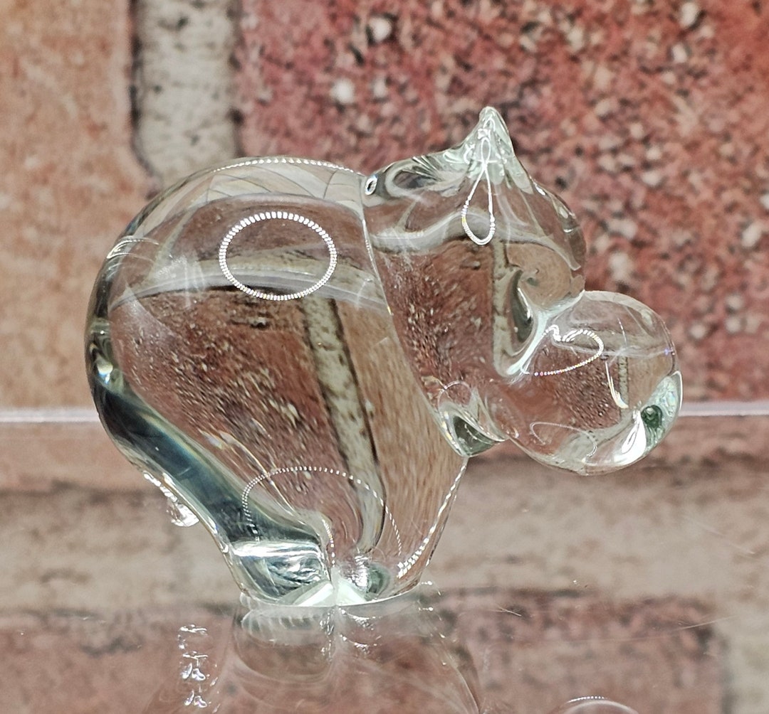 Clear Glass Hippopotamus Hippos Figurine Hand Blown Glass Vintage ...