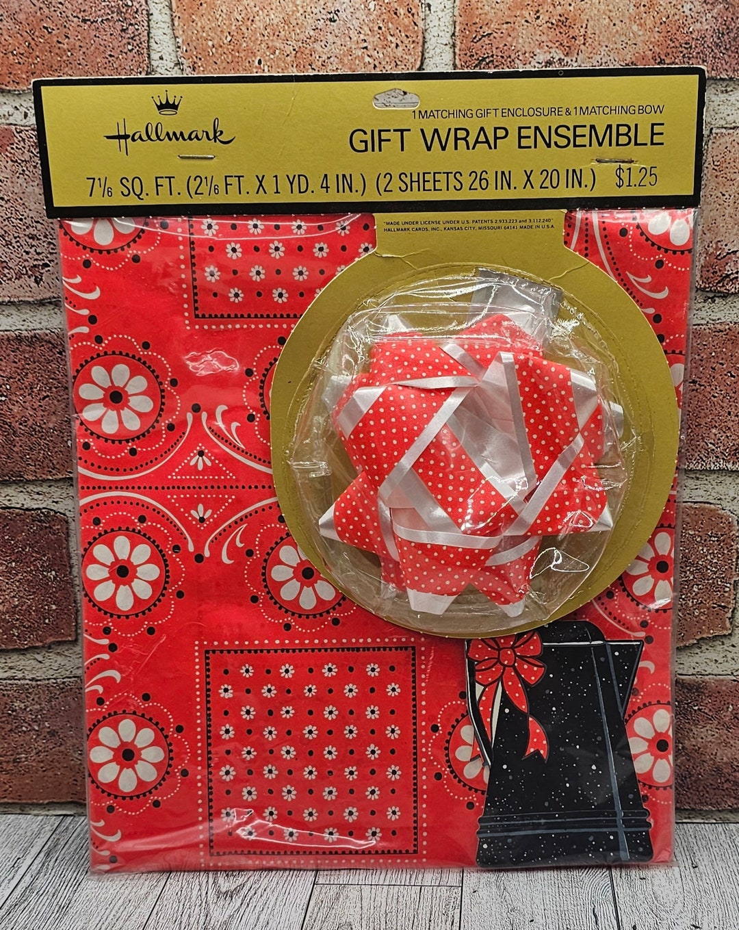 Vintage Hallmark Gift Wrap Wrapping Paper Bandana Pattern Country ...