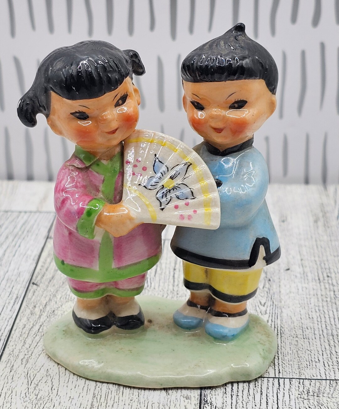 Adorable Norcrest Asian Boy and Girl With a Fan! F37 on Bottom - Etsy