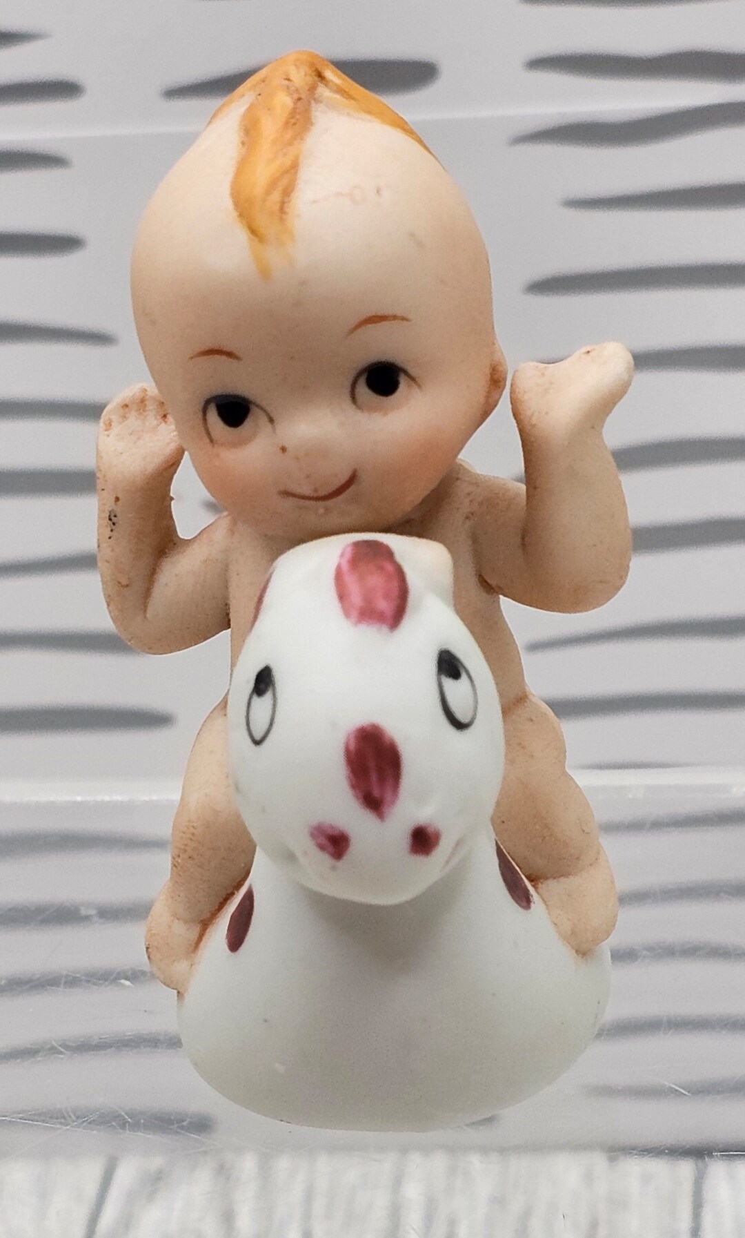 Vintage Enesco Mini Kewpie Baby on His Toy Horse - Etsy