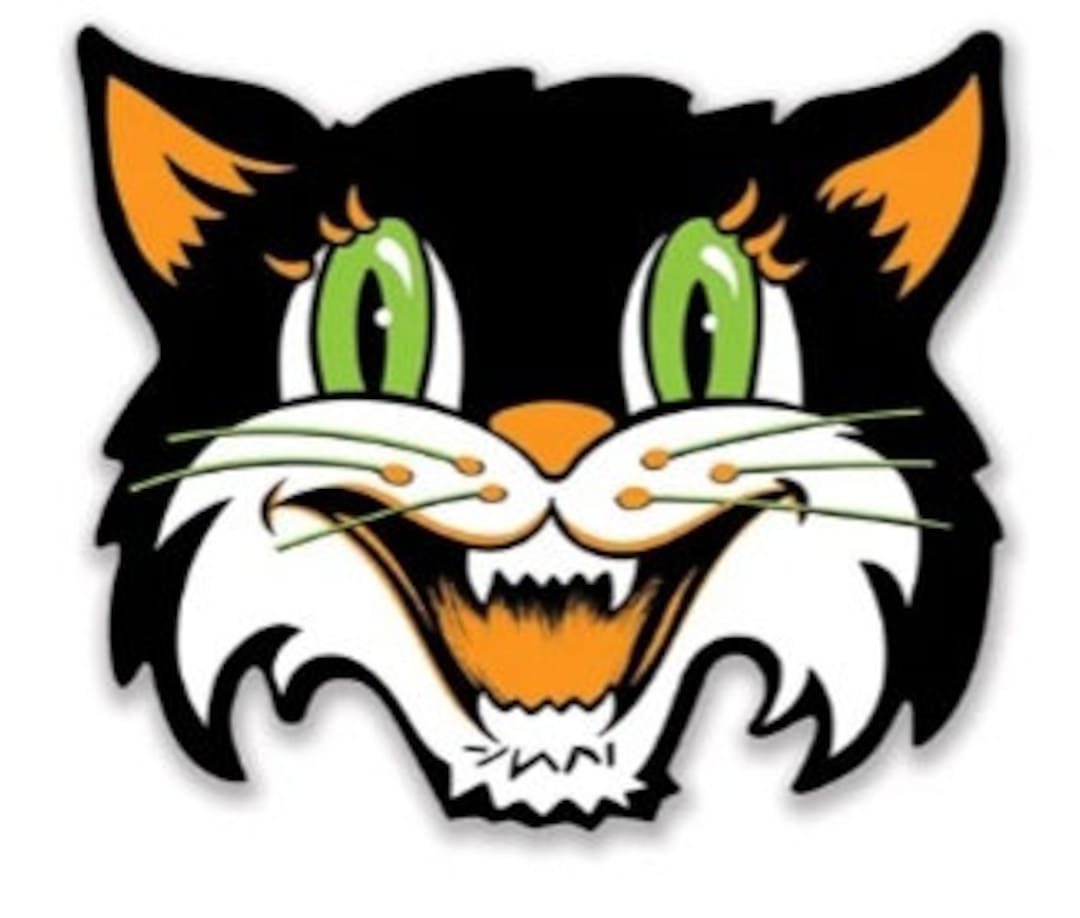 Beistle Halloween Cutouts Die Cuts 1970-1973 Fluorescent Black Cats ...