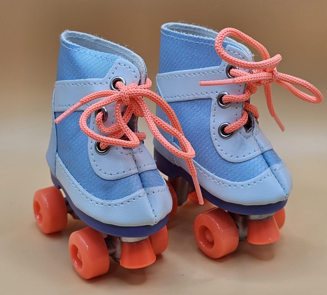 Our Generation Roller Skates Blue & White With Orange Laces Wheels ...