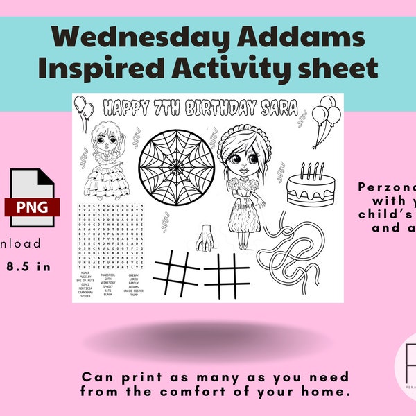 Wednesday Activity Sheet - Etsy