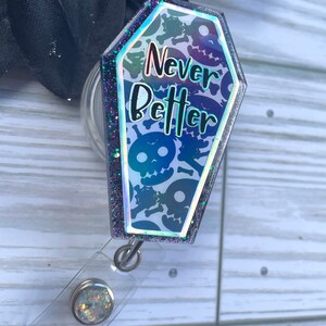 Coffin Halloween Badge Reel, Emo Badge Reel, Skull Badge Reel ...