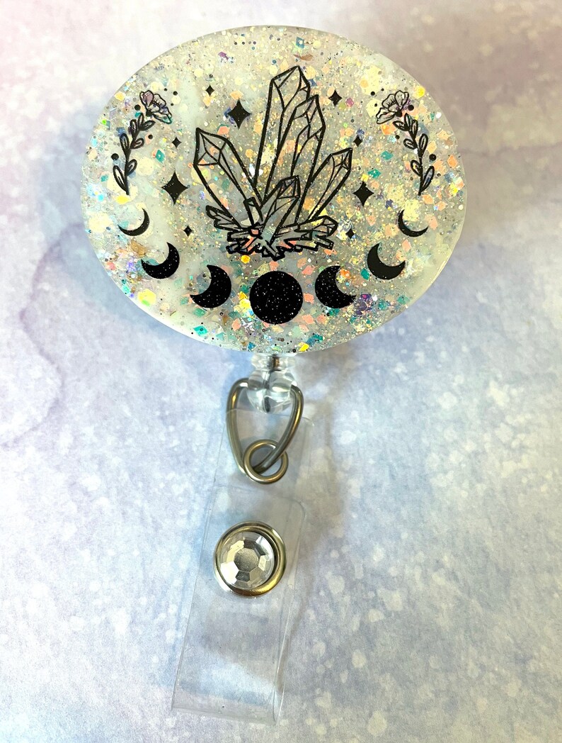 Crystal Moon Phase Badge Reel Mystical Badge Celestial Badge - Etsy