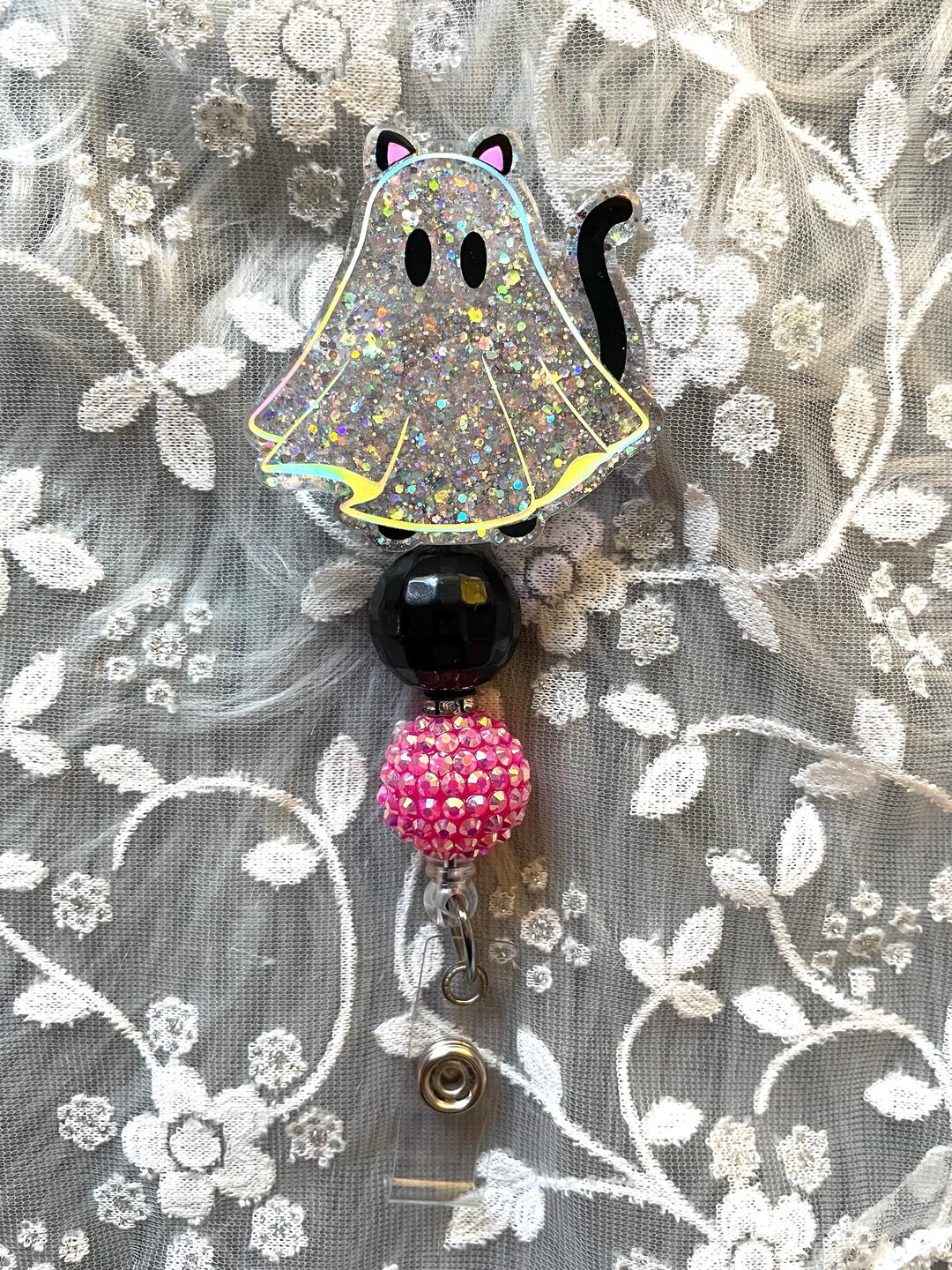 Cat Ghost Badge Reel, Halloween Badge Reel, Black Cat Halloween, Kitty ...