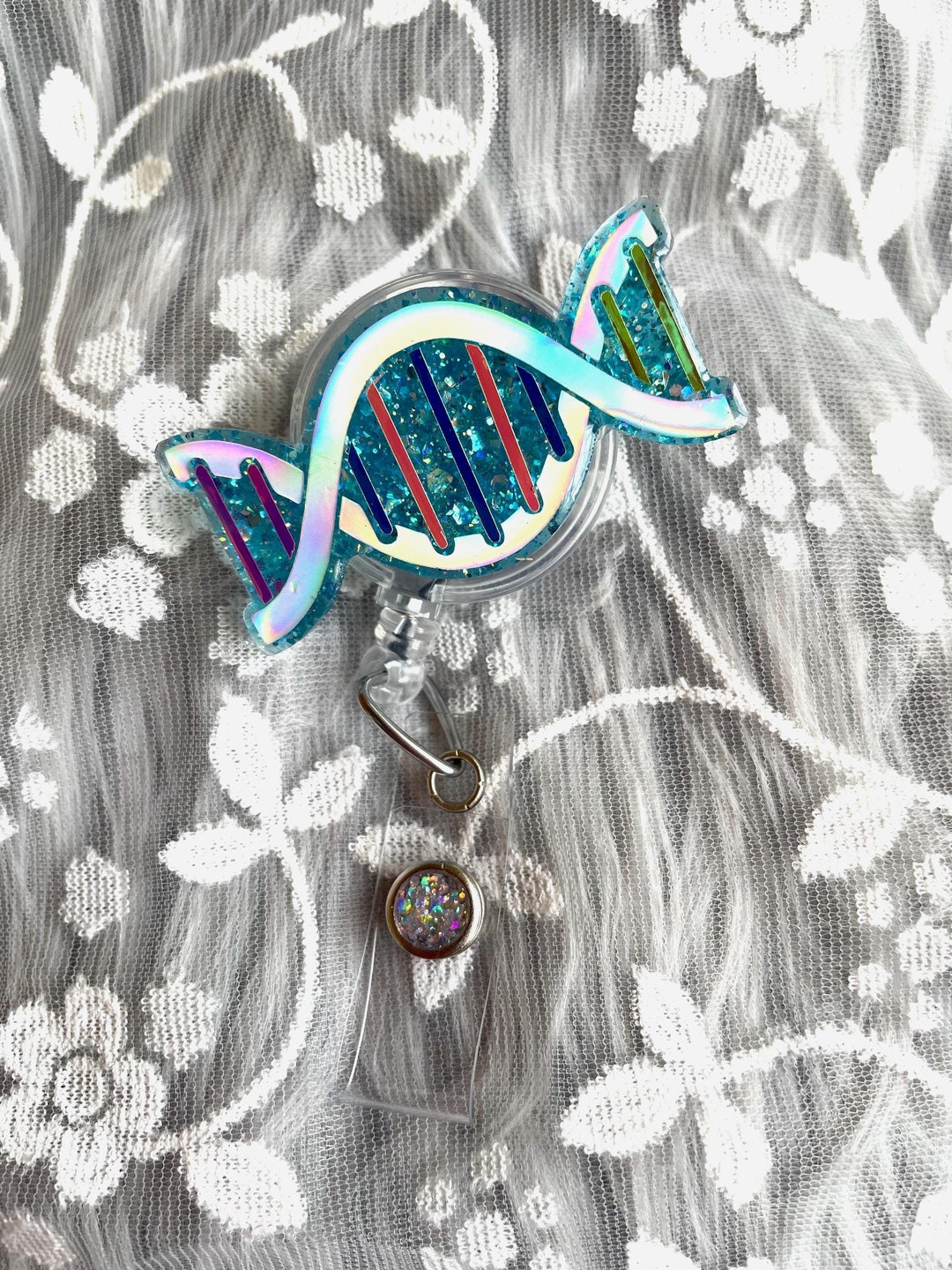 Holographic Glitter DNA Badge Reel, Science Teacher Gift - Etsy