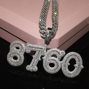Custom Any Big Baguettes Letter Number Necklace With Cuban Chain,iced ...