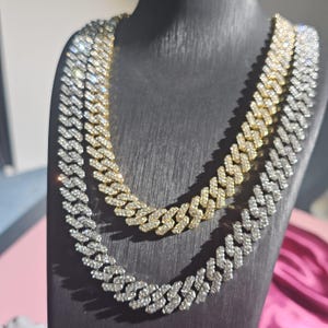 Iced Out 12mm Cuban Link Chain: 16-24 Inch Necklace,hip Hop Jewelry ...