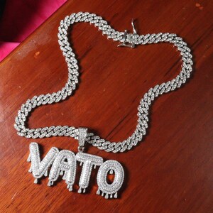 Iced Out Drip Name Necklace: Custom Cuban Link Chain, Cubic Zircon Hip ...