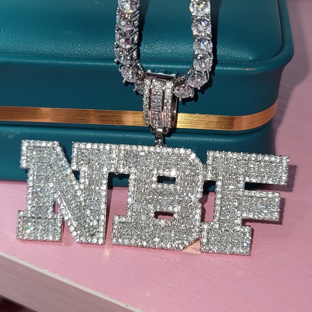 Icy Baguette Letters Personalized Name Pendant Necklacecustom - Etsy