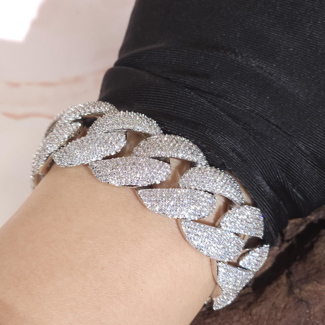 Iced Out 24mm Miami Cuban Link Bracelet: Micro Pave Diamond Hiphop ...